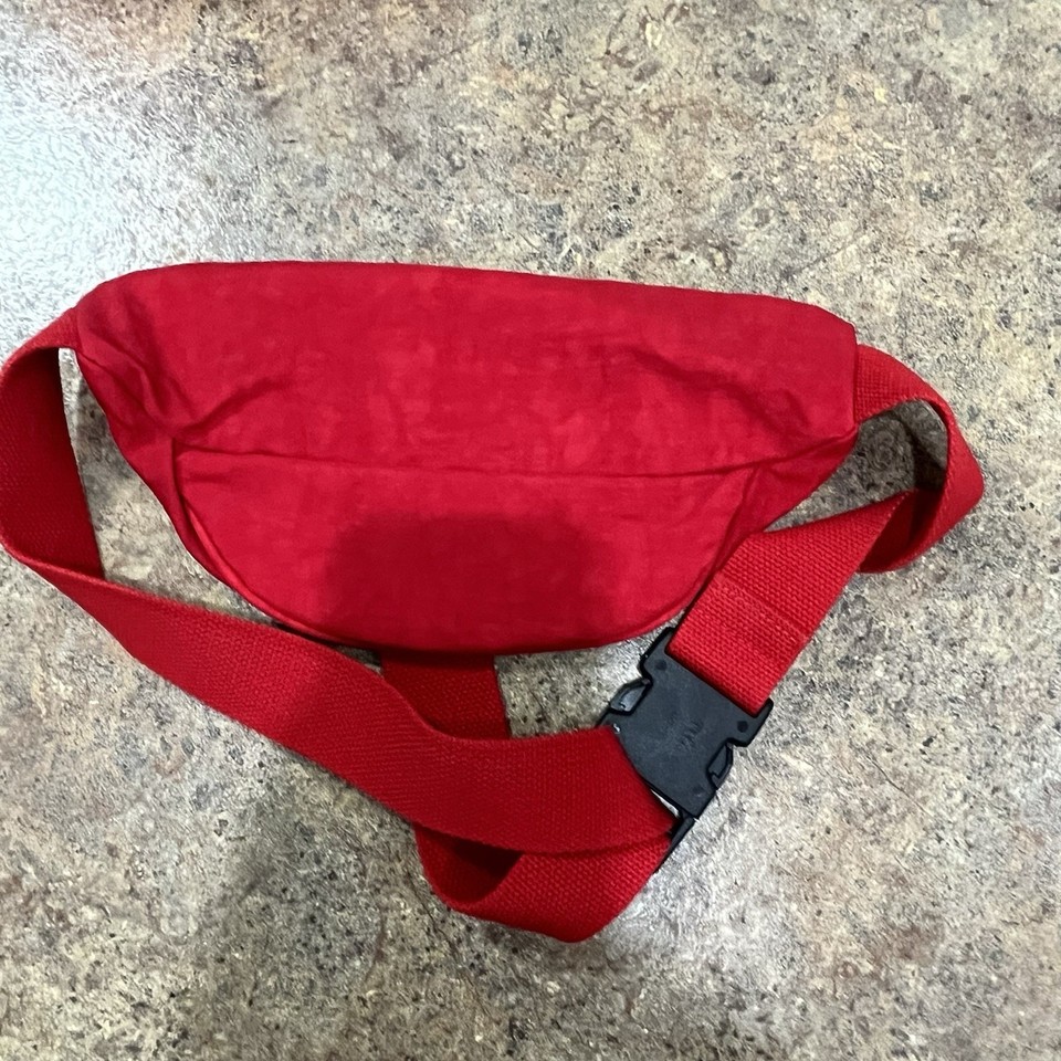 Vintage Kipling Red Nylon Fanny Pack Hip Waist Sling Belt Bag Zip EUC ...
