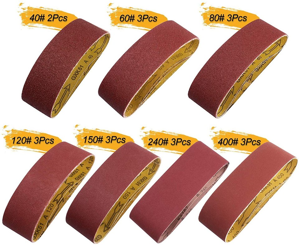 20PCS 3x21inch Sanding Belts 40 60 80 120 150 240 400 Grit Belt Sander ...