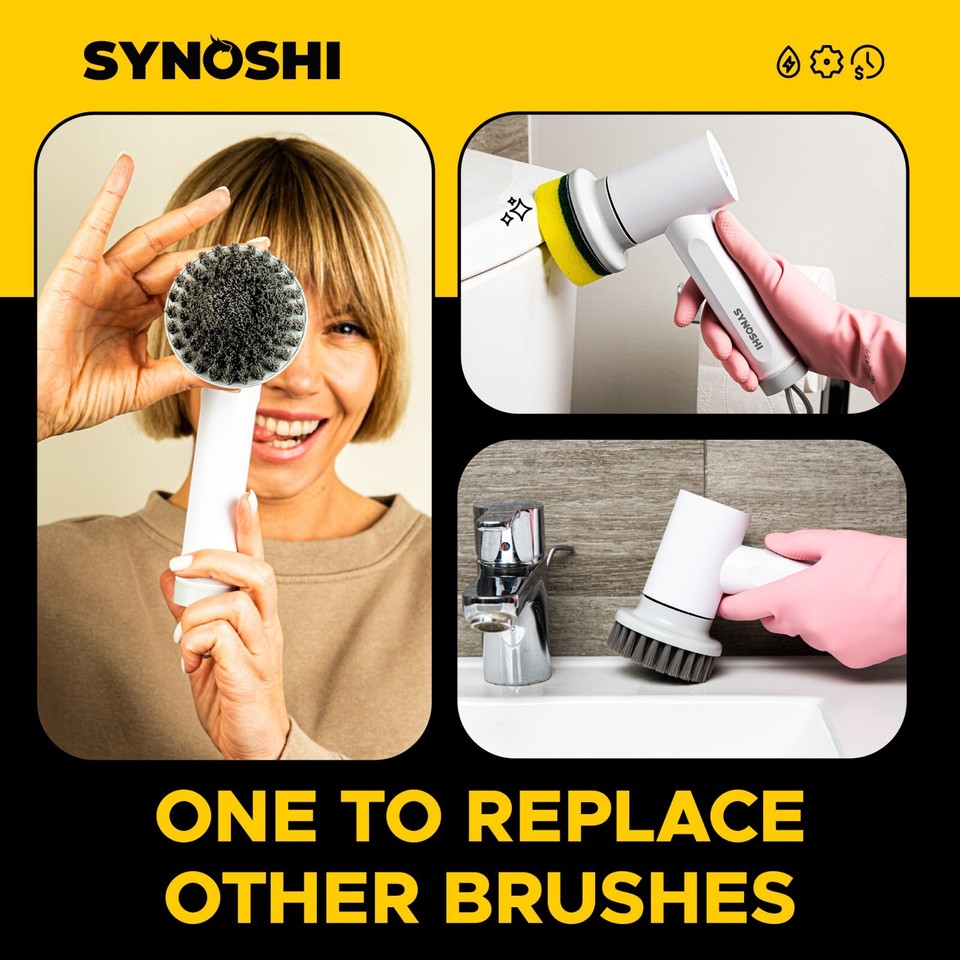 SYNOSHI® Electric Power Brush with 3 Cleaning Heads OR Extra ...