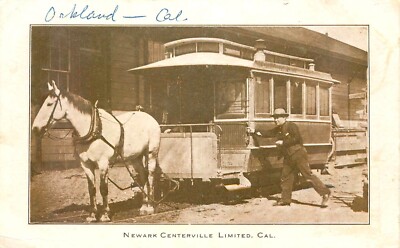 NEWARK CENTERVILLE HORSE DRAWN TROLLEY, ALAMEDA, CA, VINTAGE POSTCARD ...