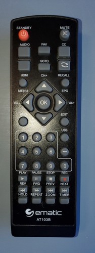 Ematic AT103B Digital TV Converter Box Replacement Remote Control ...