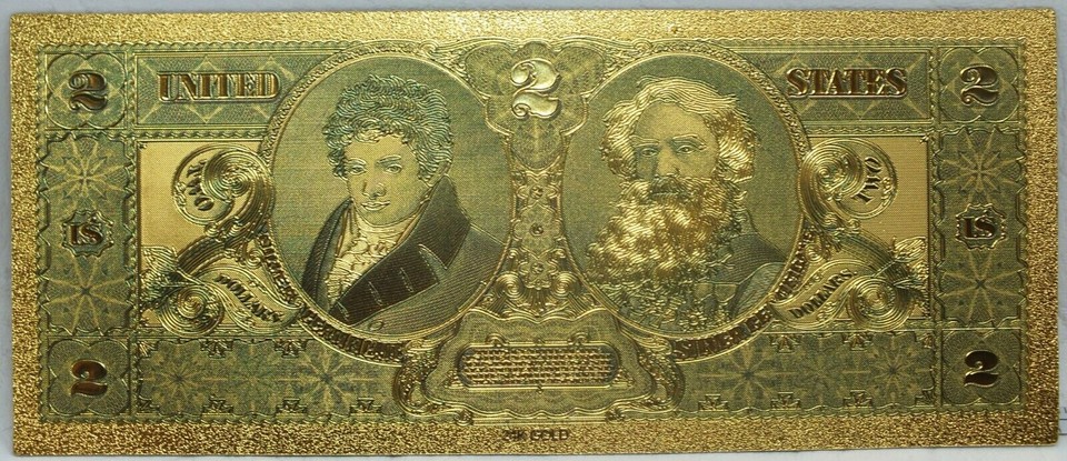 24K Gold-Plated Foil Note Currency Bill Paper Money Novelty Famous Cash ...