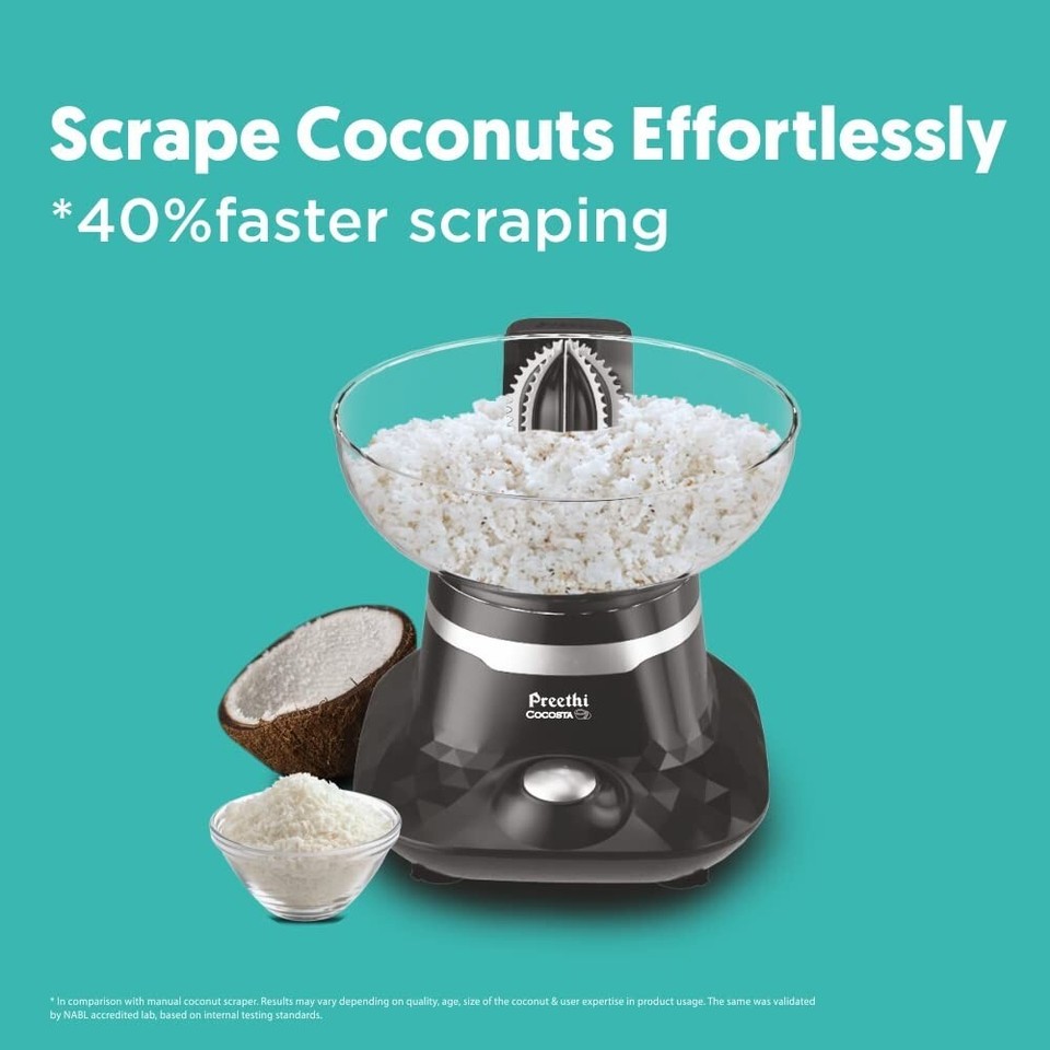 Preethi Cocosta Kp001 Coconut Scraper&Citrus Juicer,100% Safe Dual ...