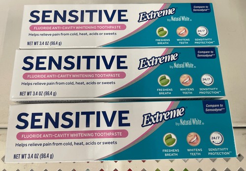 3 Natural White Sensitive Toothpaste Extreme Whitening 4.1 Oz Exp. 12/ ...