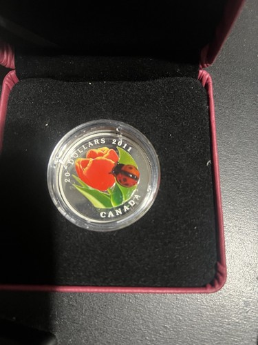 2011 Tulip with Murano Venetian Glass Ladybug 1oz .9999 silver coin ...