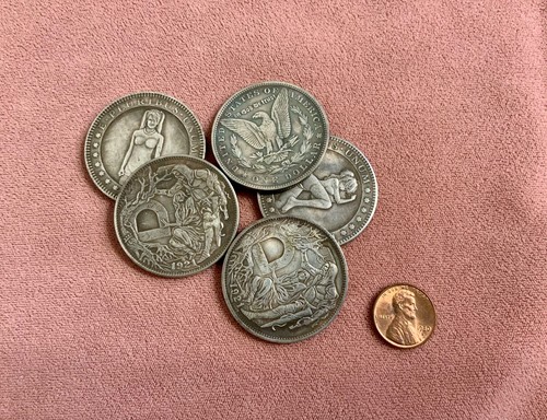 Lot of 5 Novelty Silver Dollar size Coins Hobo Style of Women, Medieval ...