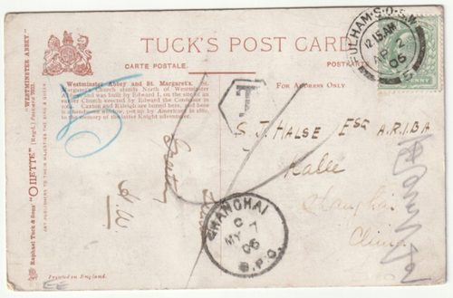 CHINA POSTAL HISTORY CHINESE SHANGHAI POSTMARK ON POSTCARD USED FROM FULHAM 1906 | eBay UK