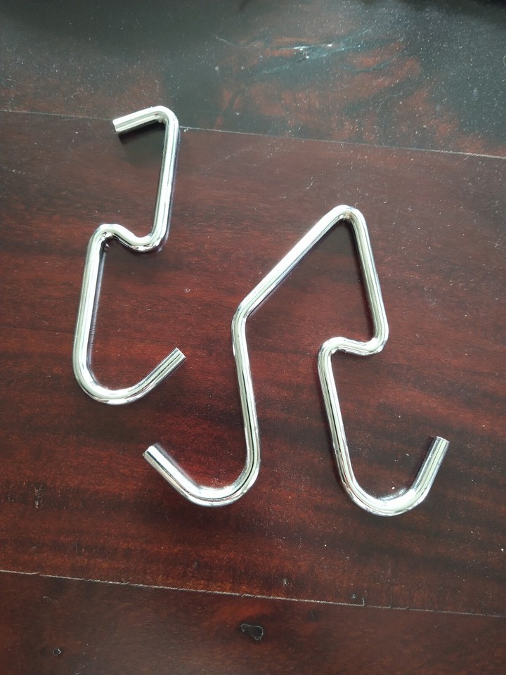 2 Stainless Steel Calphalon Pot Rack Hooks 1 Double 1 Single Excellent ...