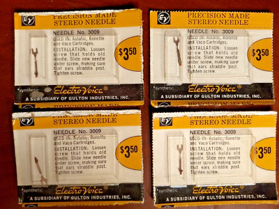 Lot of 4 NOS Electro-Voice #3009 Stylus Record Player Stereo Needles ...