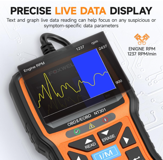 NT301 OBD2 Scanner Check Engine Code Reader, 2.8" Screen, for 1996 ...