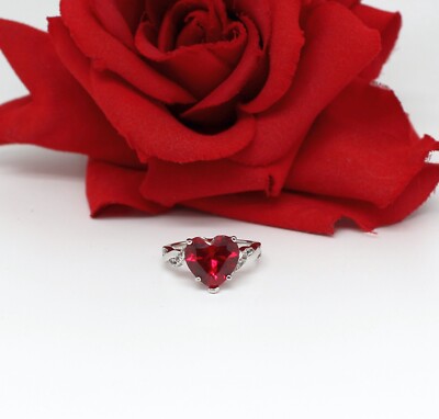 Sterling Silver BBJ Simulated Red Sapphire Heart Ring Size 9 5.37g CAT ...
