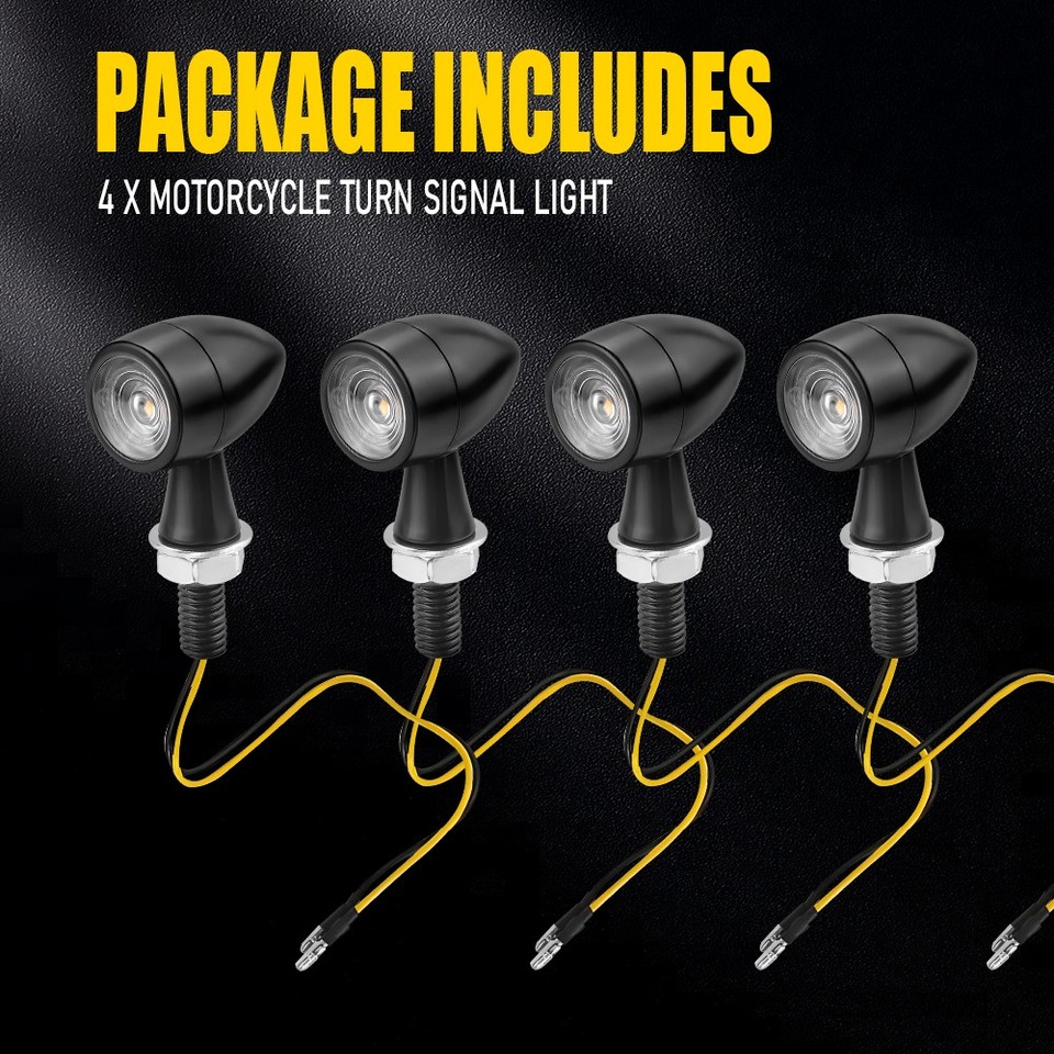 Mini Motorcycle LED Bullet Turn Signals Blinker Light Indicator Amber ...