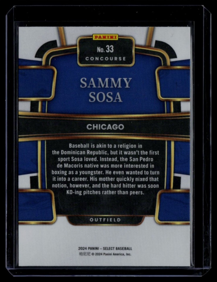 Sammy Sosa 2024 Select Concourse #33 Chicago Cubs | eBay