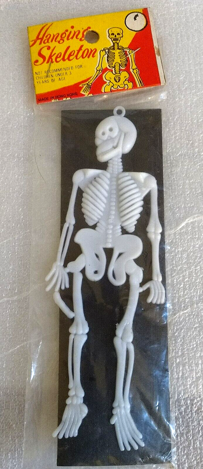 Vintage Plastic Hong Kong 6" Inch Hanging Skeleton Toy 1970s NOS New ...