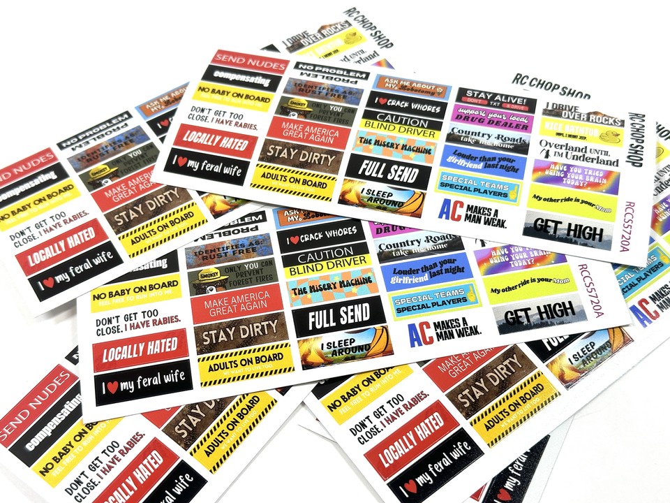 New 1:10 scale Funny RC bumper stickers for trucks, drift cars, and ...