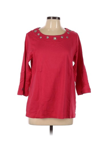 Quacker Factory Women Red 3/4 Sleeve Top L | eBay