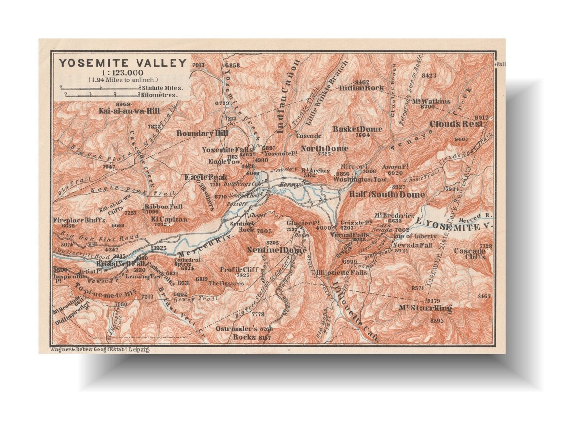 Yosemite Valley Topographic Map Yosemite Nation Park Topographic Map