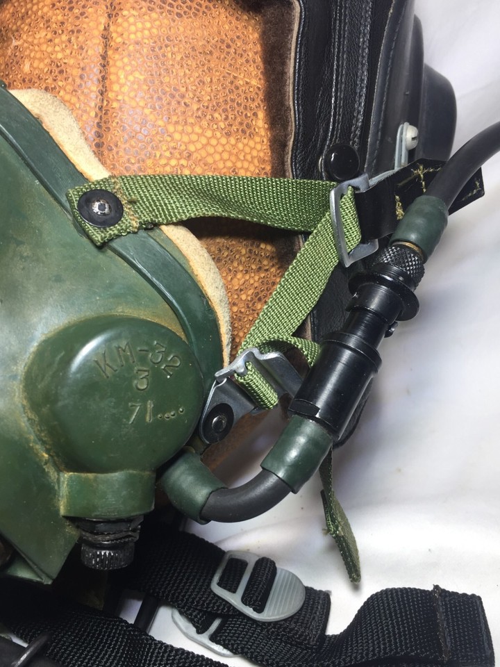Vintage MIG Pilot Leather Helmet with KM-32 Oxygen Mask | eBay