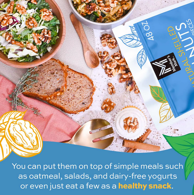 2 PACK - Member's Mark Natural Shelled Walnuts 3 lbs (Total 6 lbs) FREE ...