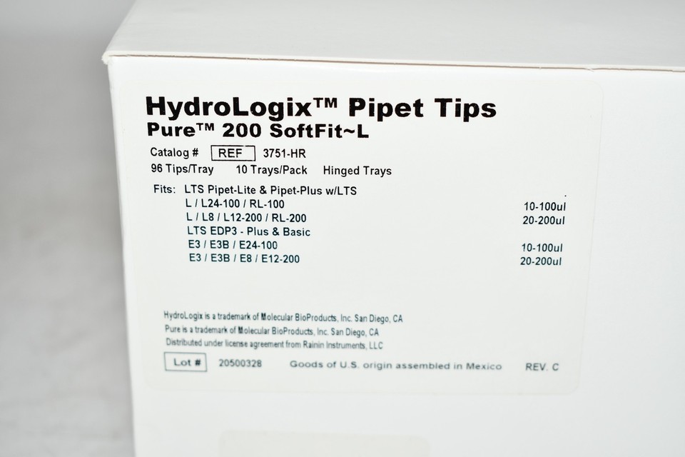 NEW HydroLogix 3751-HR Pure 200 SoftFit-L Pipette Tips in Hinged Racks ...