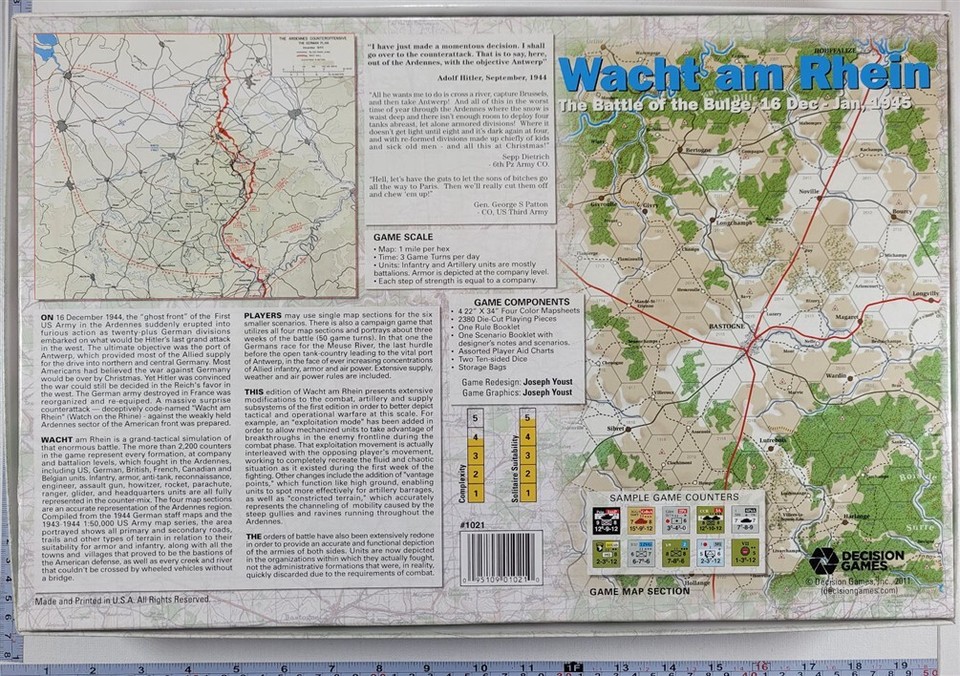 Decision Games Wacht am Rhein Battle of Bulge Board Game War Game ...