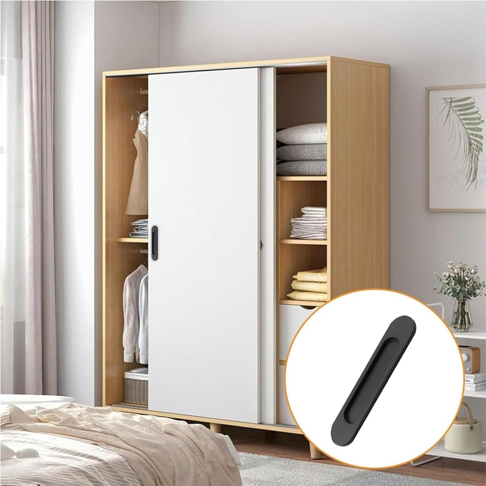 Self-Stick Oval Sliding Door Pulls, 6pcs Aluminum Alloy Hidden Recessed ...