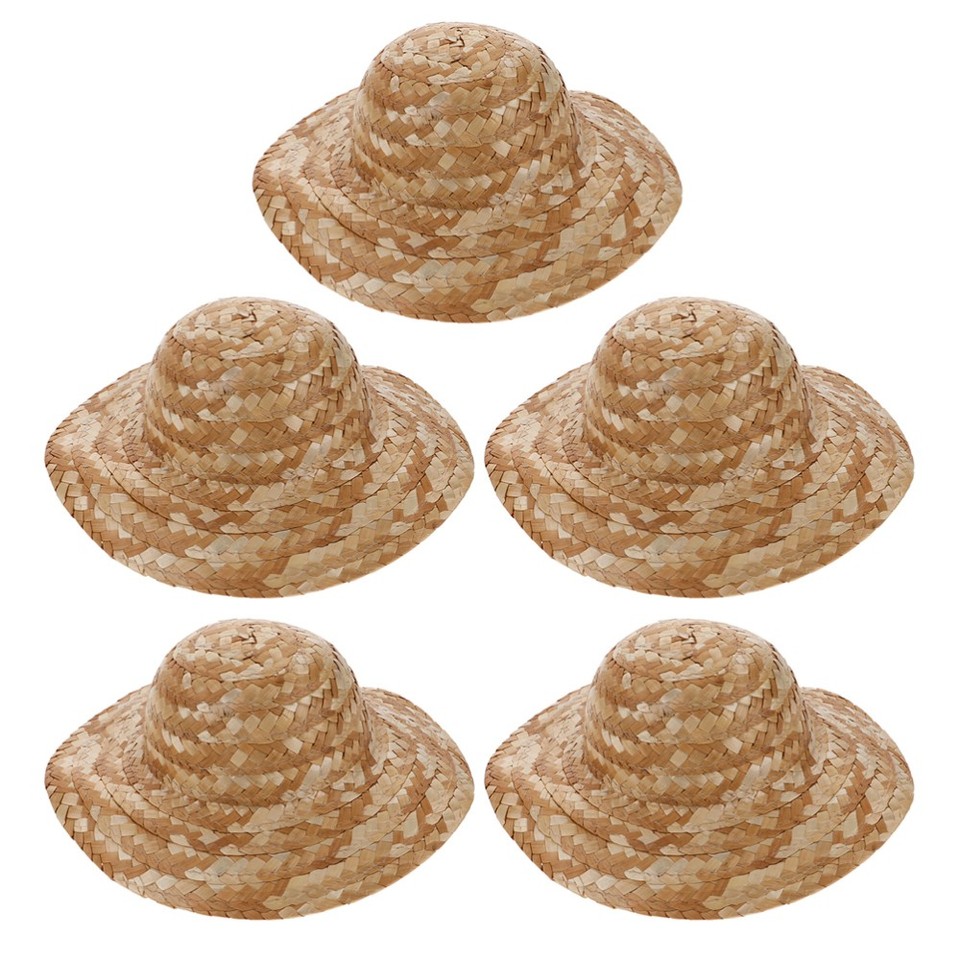 5 Pcs Drawing Straw Hat Child Baby Dancing Party Painting Craft Caps ...