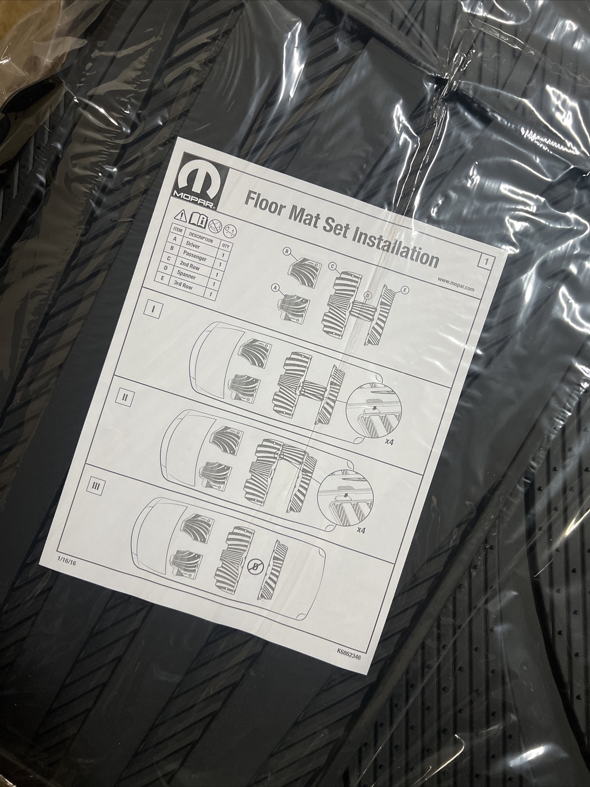 Genuine Mopar Floor Mats All-weather CHRYSLER Logo 82214515AE for sale ...