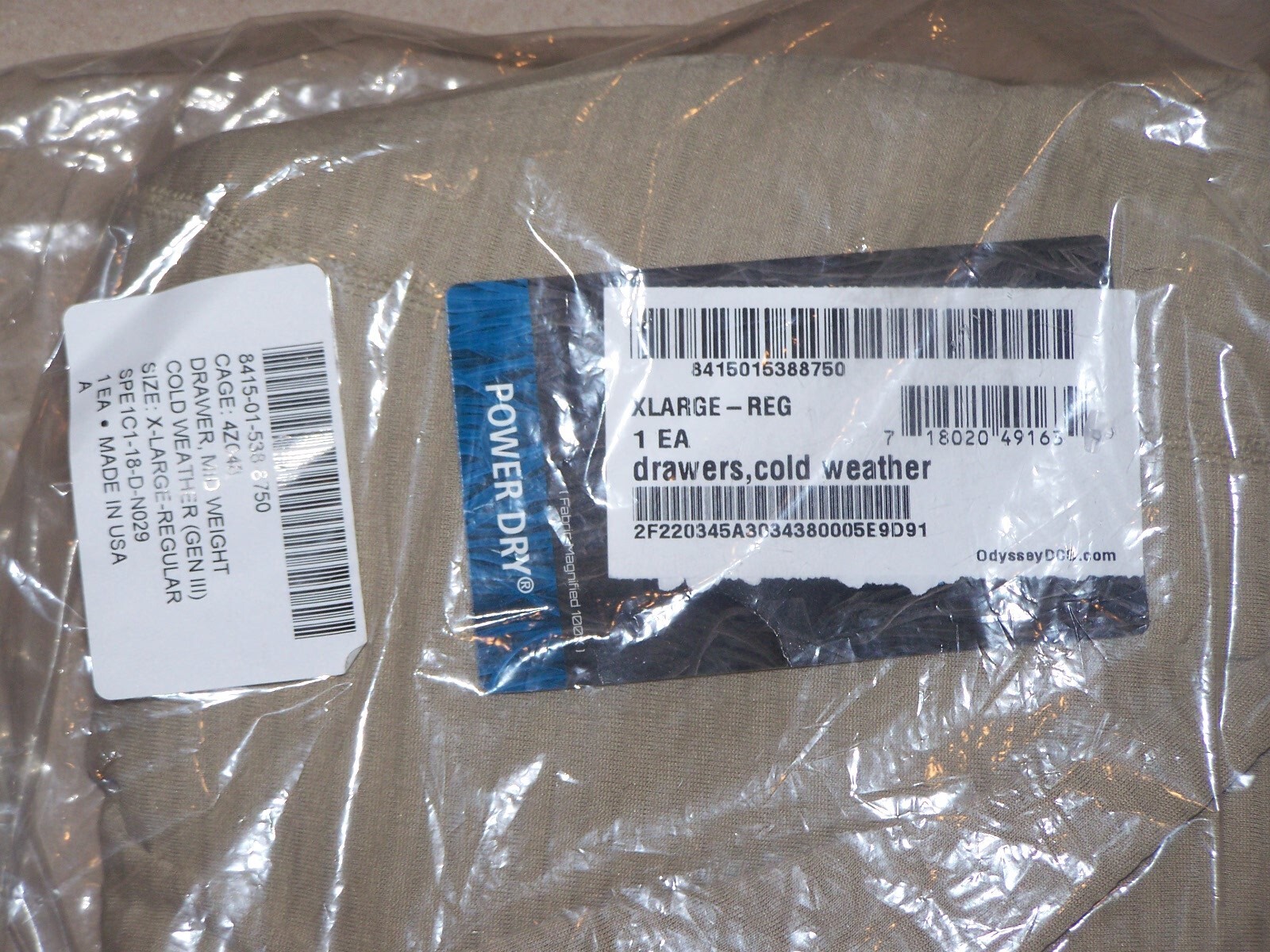 Polartec Grid Waffle Military Drawers GEN III Cold Weather XL Peckham ...