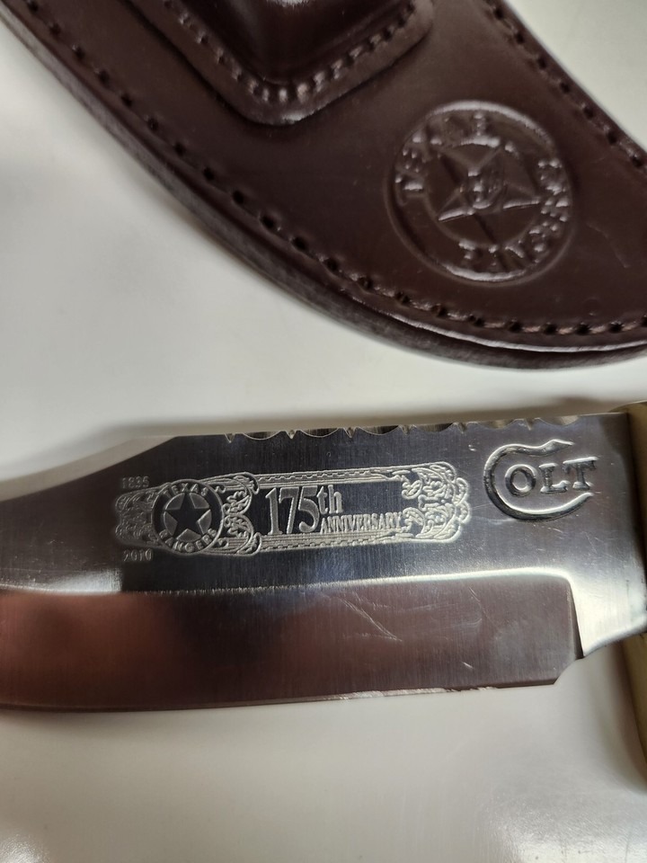 RARE COLT TEXAS RANGERS 175TH ANNIVERSARY STAG HORN BOWIE KNIFE , STONE ...