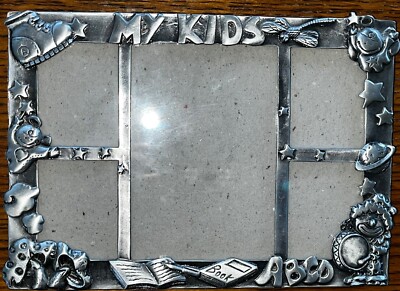 Cute Metal “MY KIDS” Photo Gallery Picture Frame - Books Shoe Clown ABC ...