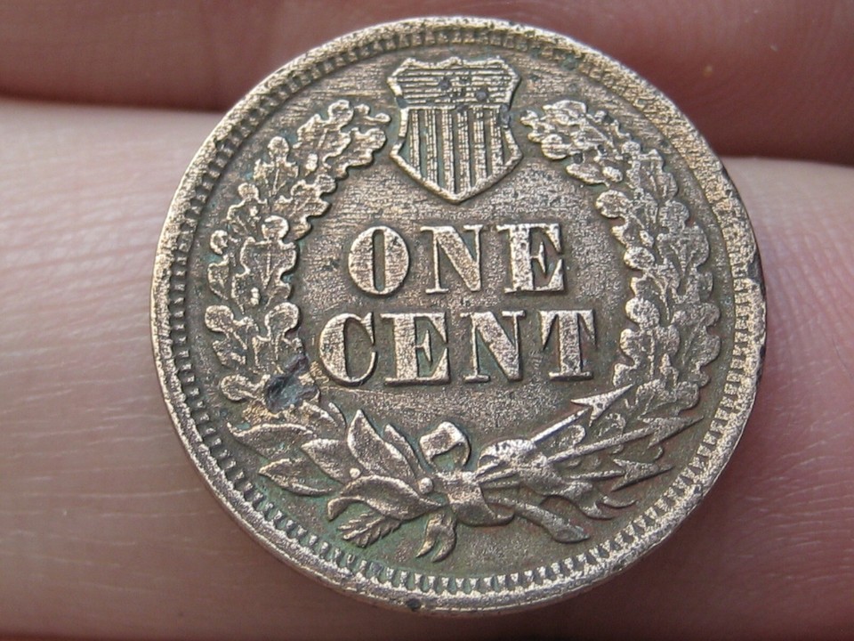 1865 Indian Head Cent Penny, Liberty, Fancy 5, XF/AU Details, Nearly 4 ...