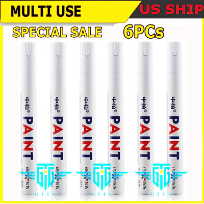 6PC White Paint Pen Marker Waterproof Permanent Car Tire Lettering ...