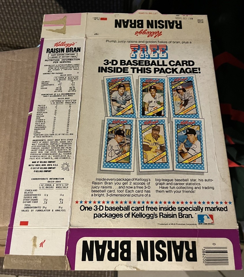 1980 Kellogg’s Raisin cereal box - 3D Baseball Cards | eBay
