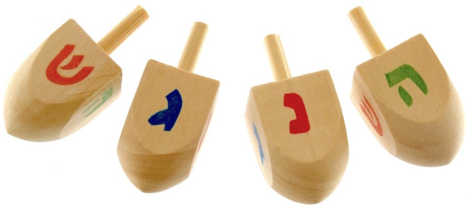 Wooden Hanukkah Dreidels Coloured Letters 4cm Chanukah Dreydl Jewish ...