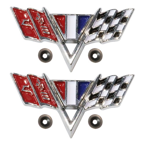 Pair(2) Fender Trim Flag Emblems For 64-67 Chevy Camaro Impala Chevelle ...