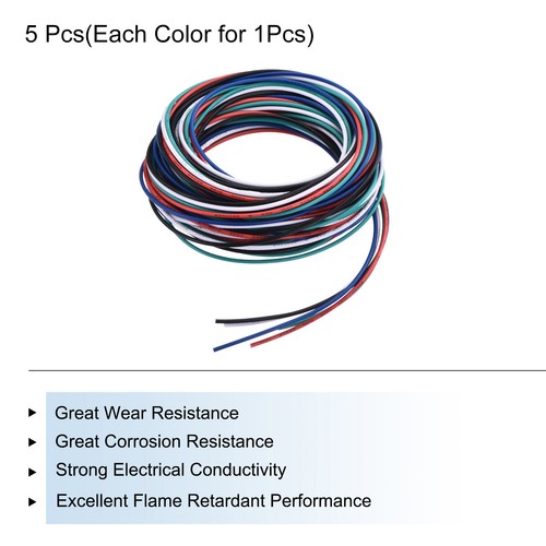 24 Gauge PVC Hookup Wire 3.0m/10ft 24AWG Electrical Wire 5 Color, 1.5mm ...