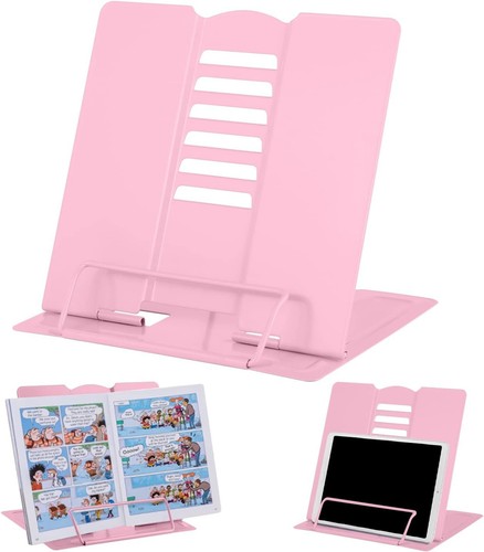 MSDADA Desk Book Stand Metal Reading Rest Holder Adjustable Light Pink ...