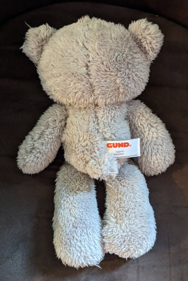 GUND "Fuzzy" TEDDY BEAR PLUSH Gray Stuffed Animal Lovey Floppy Baby Toy ...