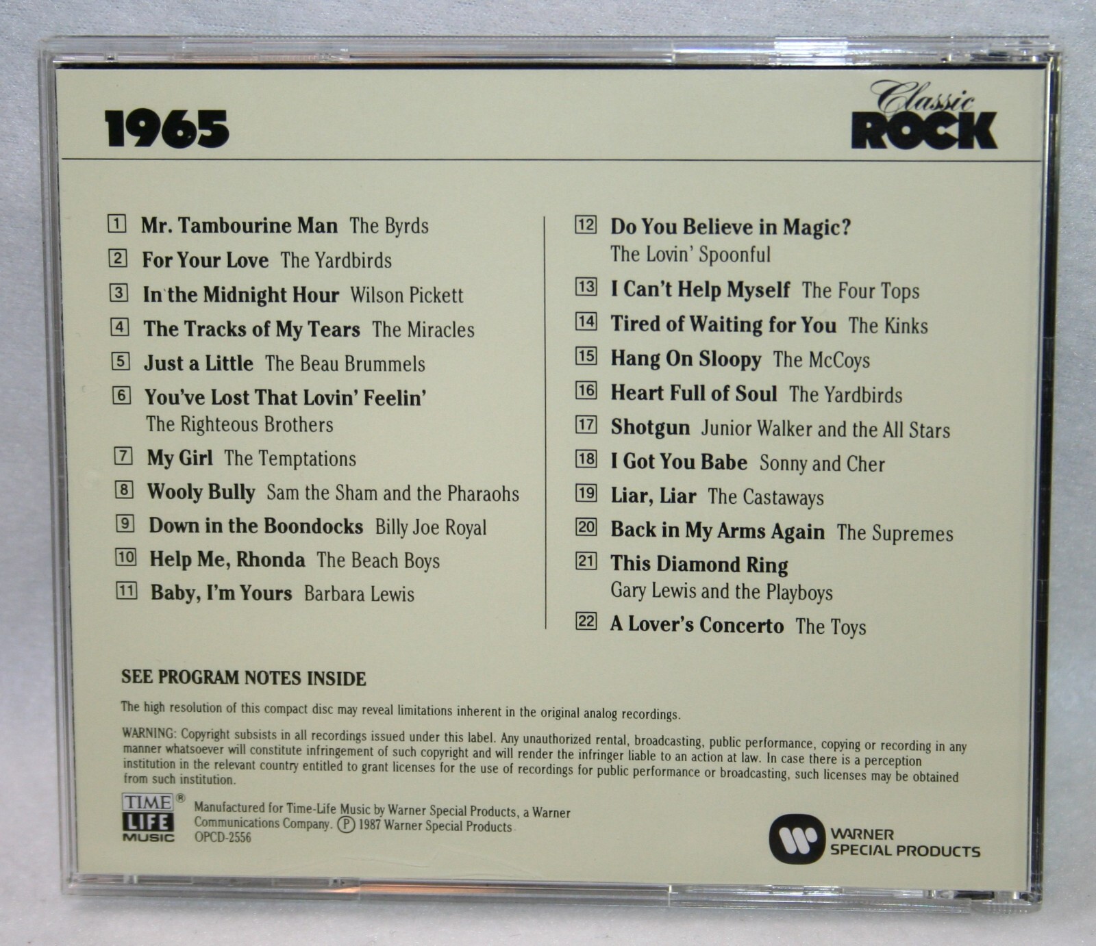 TIME LIFE Classic Rock 1965 CD 22 Tracks The Byrds BEACH BOYS Kinks ...