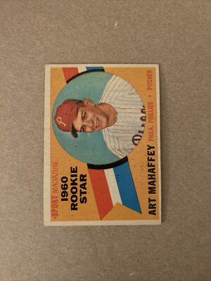 1960 Topps Baseball Art Mahaffey Philadelphia Phillies Rookie Star Card ...