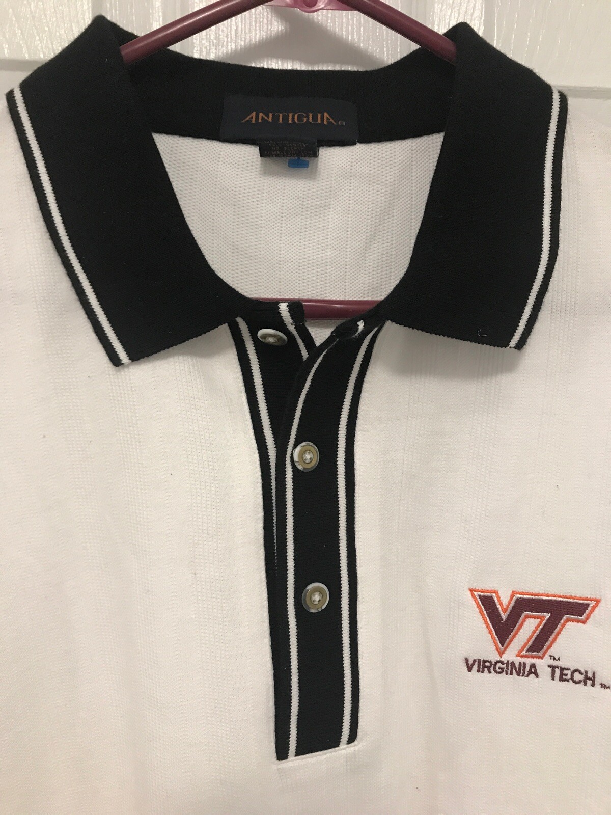 NEW Antigua Sz XL 100% Cotton White Virginia Tech VT Polo/Golf Shirt ...