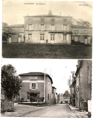 Saint Mathieu (87) 2 CPA les garennes (Vers 1910) et Rue de la poste ...