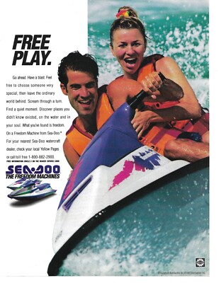 1991 SEA DOO FREEDOM MACHINE WATERCRAFT PRINT AD "FREE PLAY" YOUNG ...