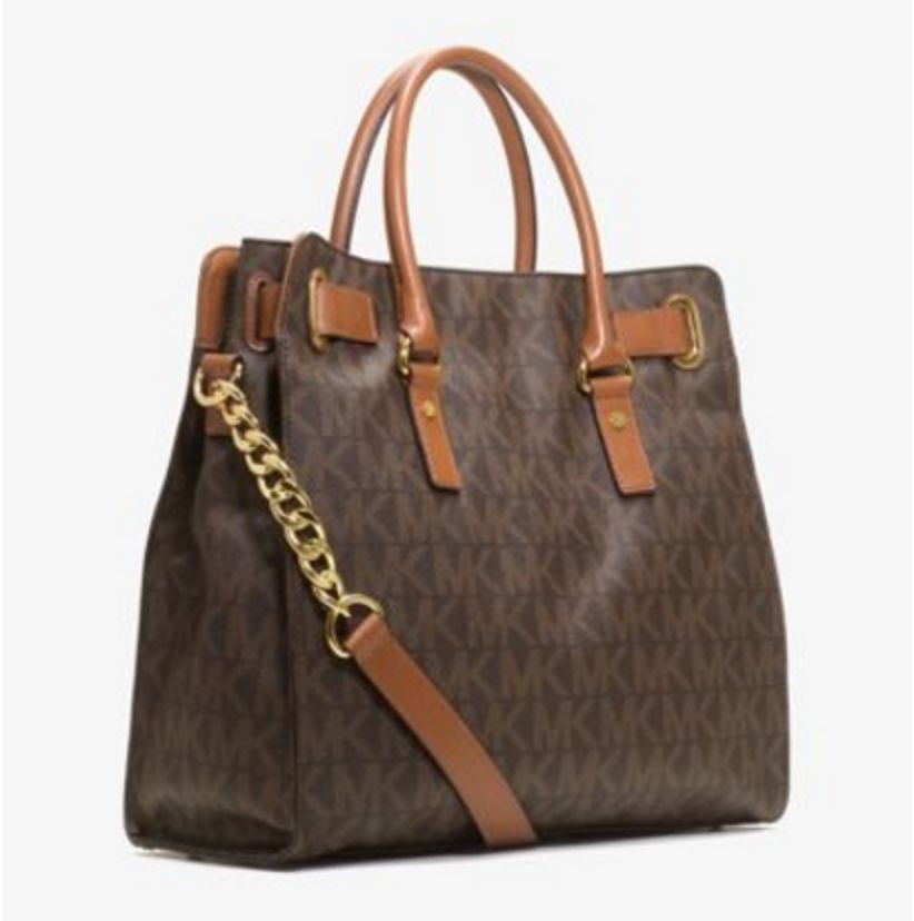 Michael Kors Hamilton PVC LG Signature Tote, Shoulder Bag $348 Brown ...
