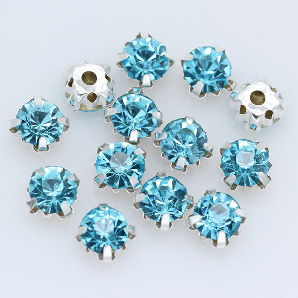 1440pcs 4mm Round Glass Crystal Rhinestone Sew on Silver Bottom Beads ...