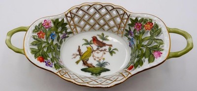Herend, Hungary, 175 Rothschild Bird 7432 Handled Oval Open Weave ...