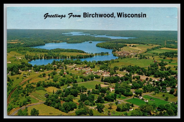 BIRCHWOOD WISCONSIN AERIAL VIEW LAKES POSTCARD | eBay