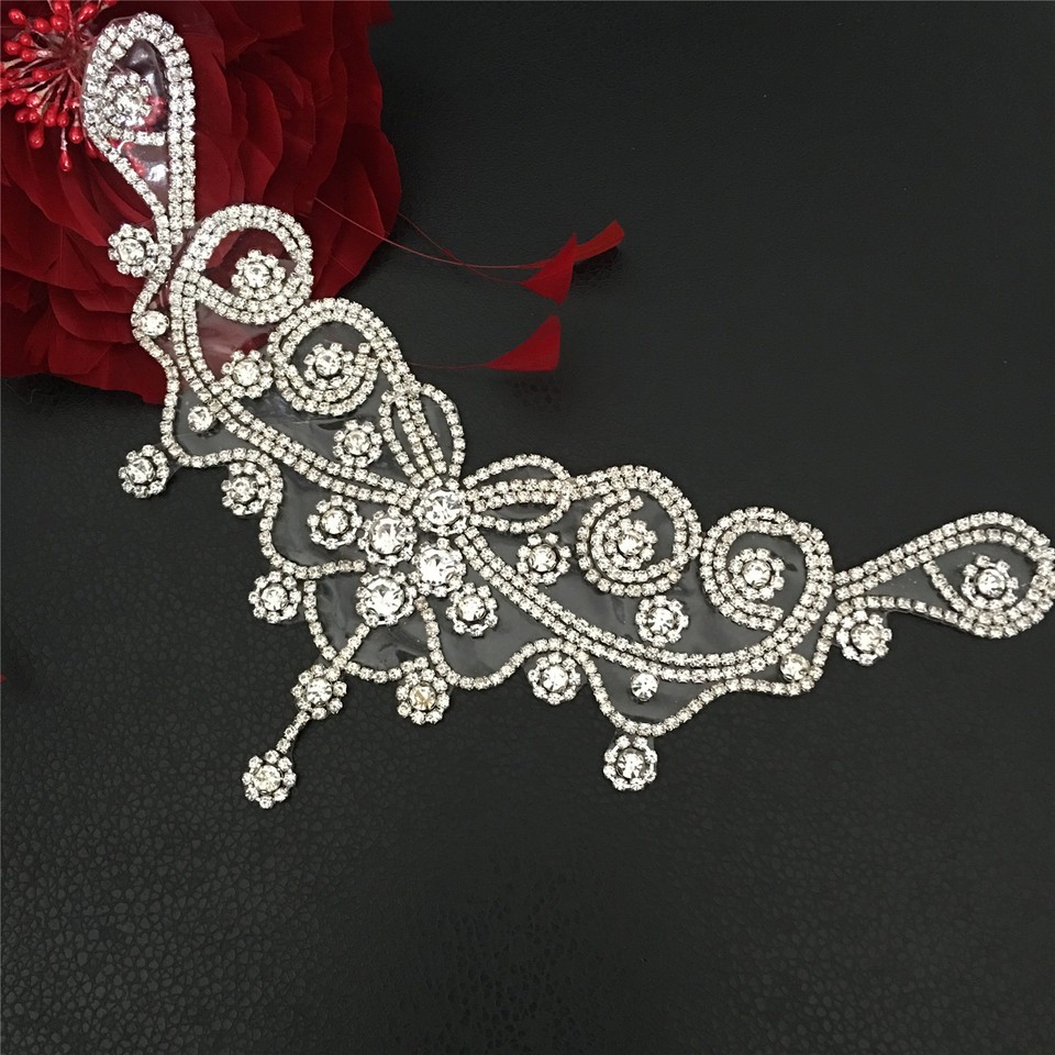 Rhinestone Wedding Costume Applique Neckline Crystal Trim Dancing Dress ...