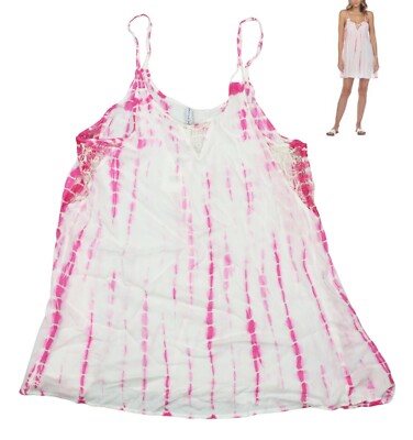 Raviya Tie Dye Lace Trim Swimwear Cover Up Dress M NWT Pink/White | eBay